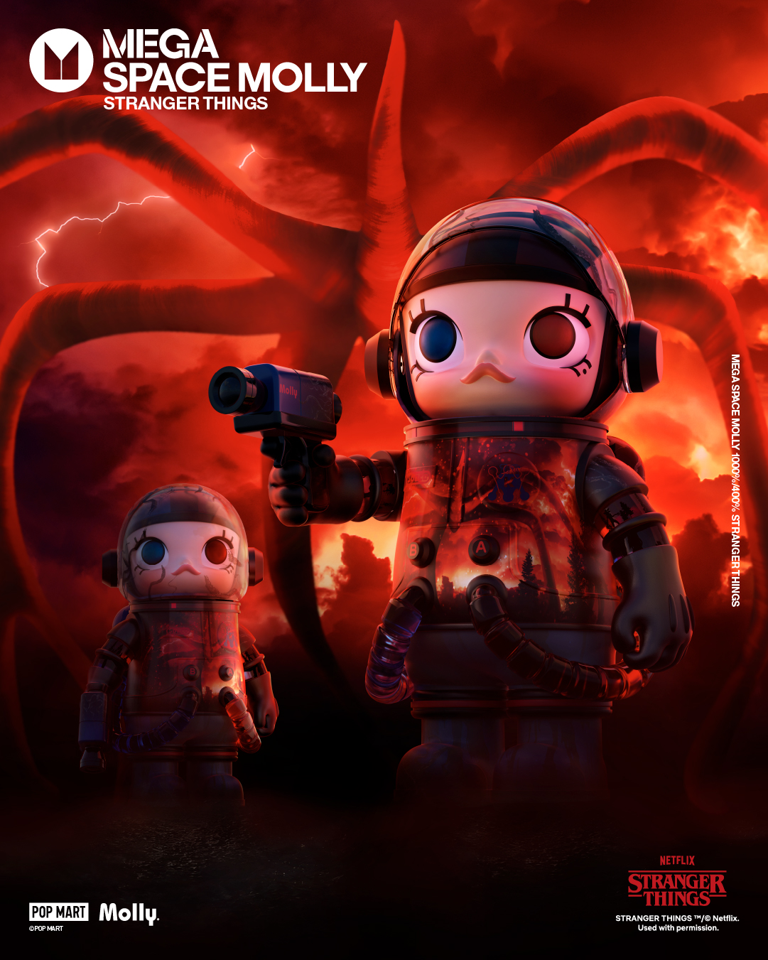 MEGA SPACE MOLLY ×《怪奇物語》正式登場！POP MART 公布 400% 與 1000% 兩款超巨型限定，顛倒世界的暗紅風暴即將席捲全球！ - oneone宇宙